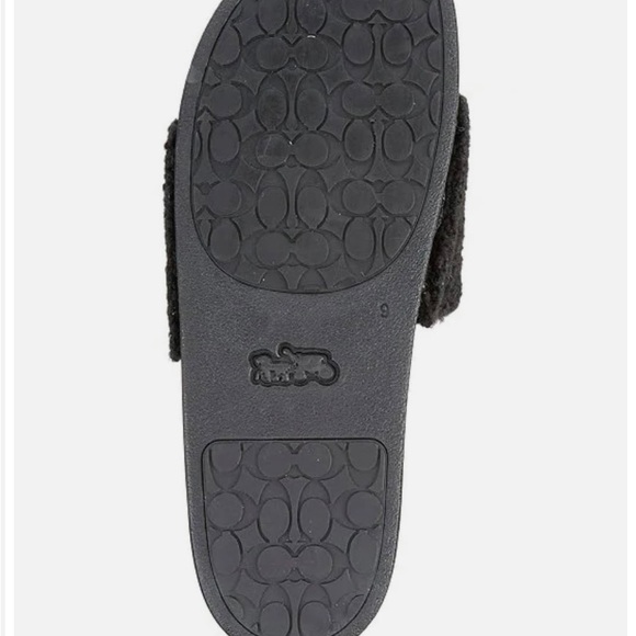 Coach | Shoes | Coach Mens Signature Shearling Pool Slide Sandals Black ...